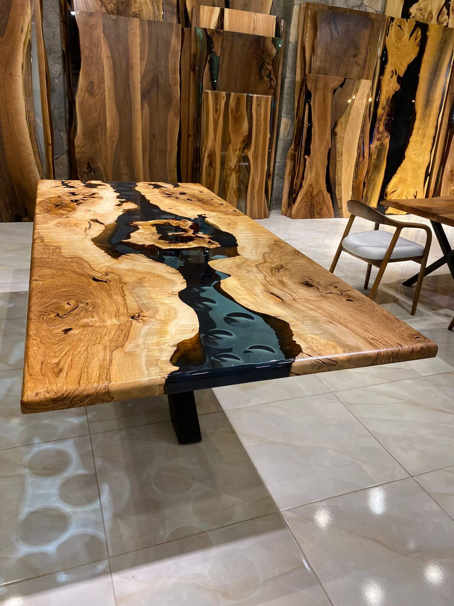 Custom Epoxy Dining Table - Gul Natural