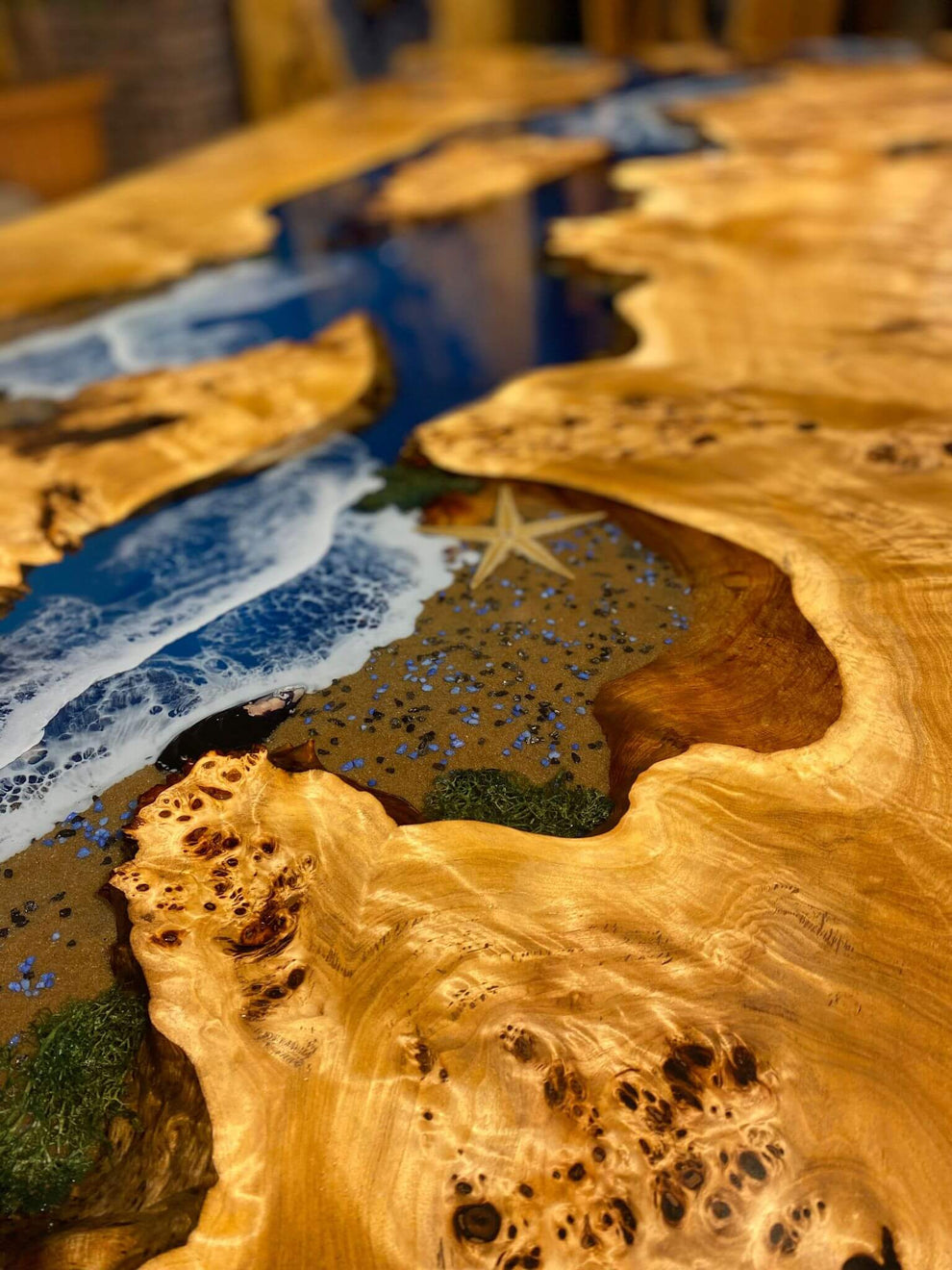 Custom Handmade Live Edge Epoxy Resin Table Top - Gul Natural