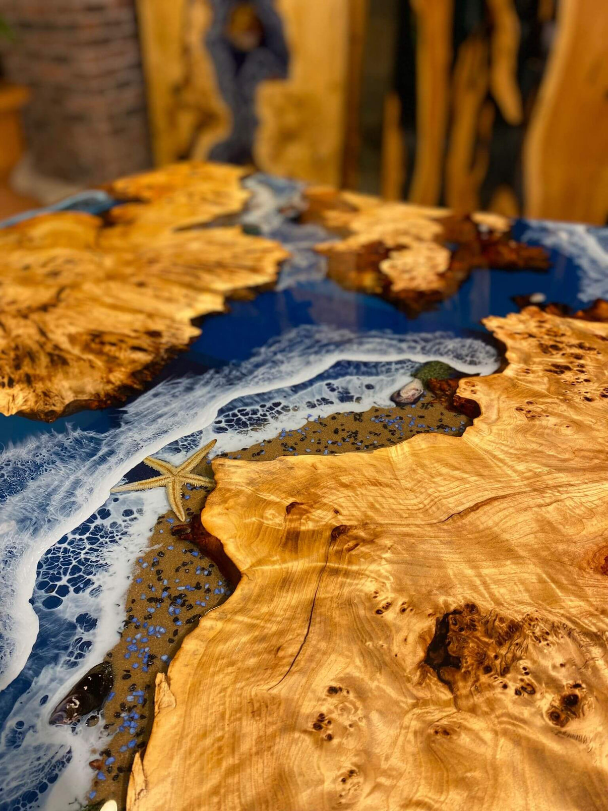 Custom Handmade Live Edge Epoxy Resin Table Top - Gul Natural