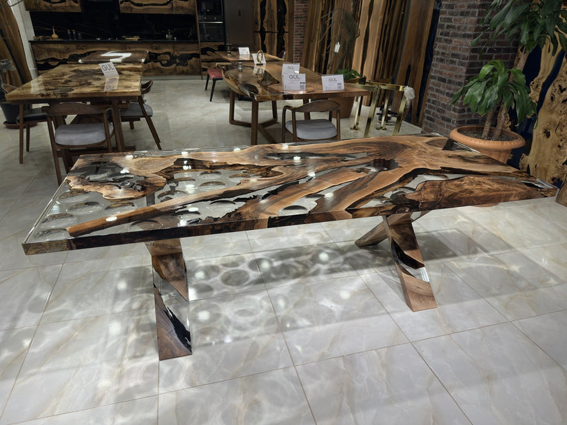 Water Drop Pattern Epoxy Dining Table – Gul Natural