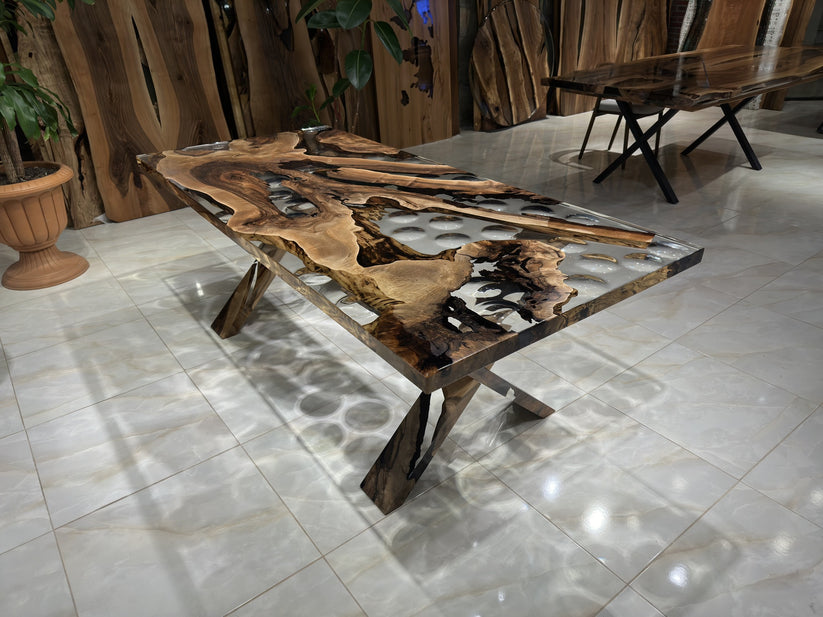 Water Drop Pattern Epoxy Dining Table – Gul Natural
